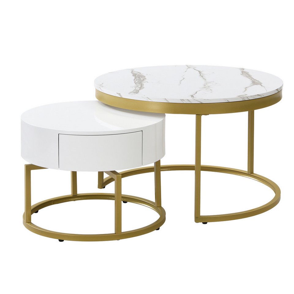 Rutaqian Couchtisch Beistelltisch Set 70×50cm Coffee Table Set