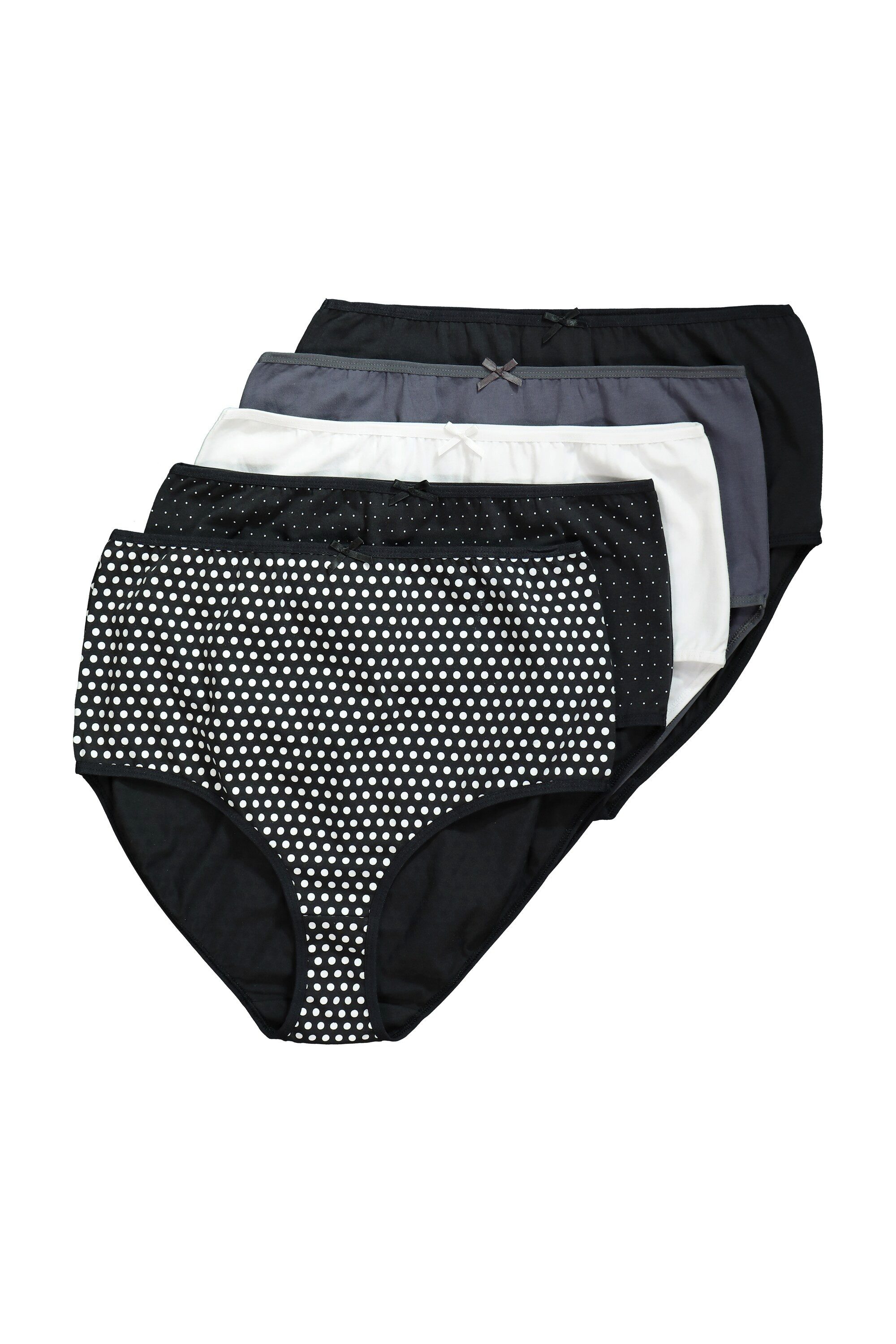 Ulla Popken Slip Maxislips 5er-Pack Punkte/einfarbig