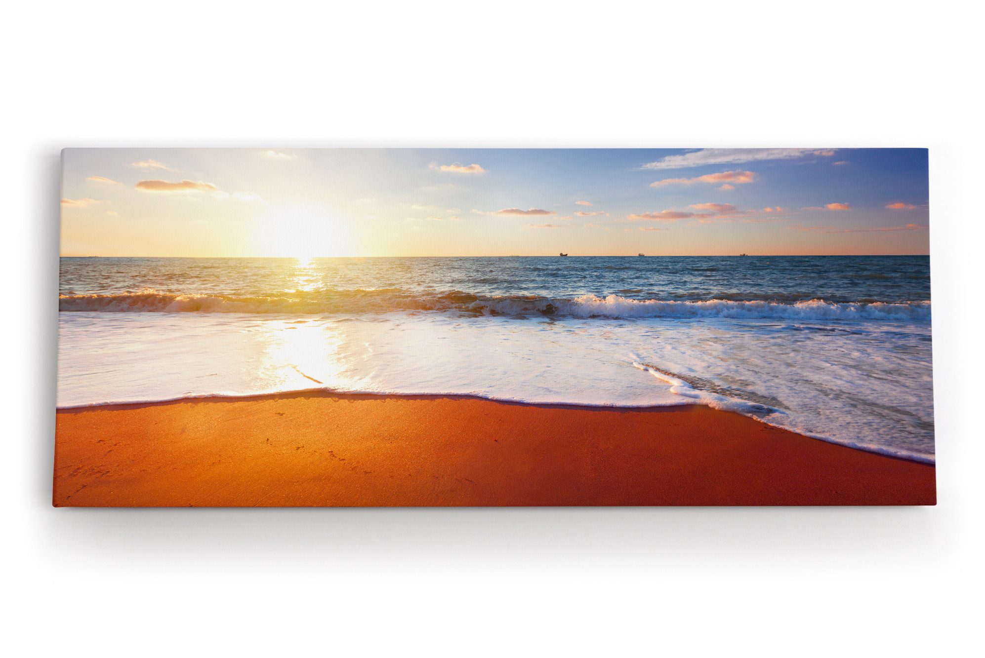 möbel-direkt.de Leinwandbild Strand Meer Horizont Sonnenuntergang Himmel Sonne