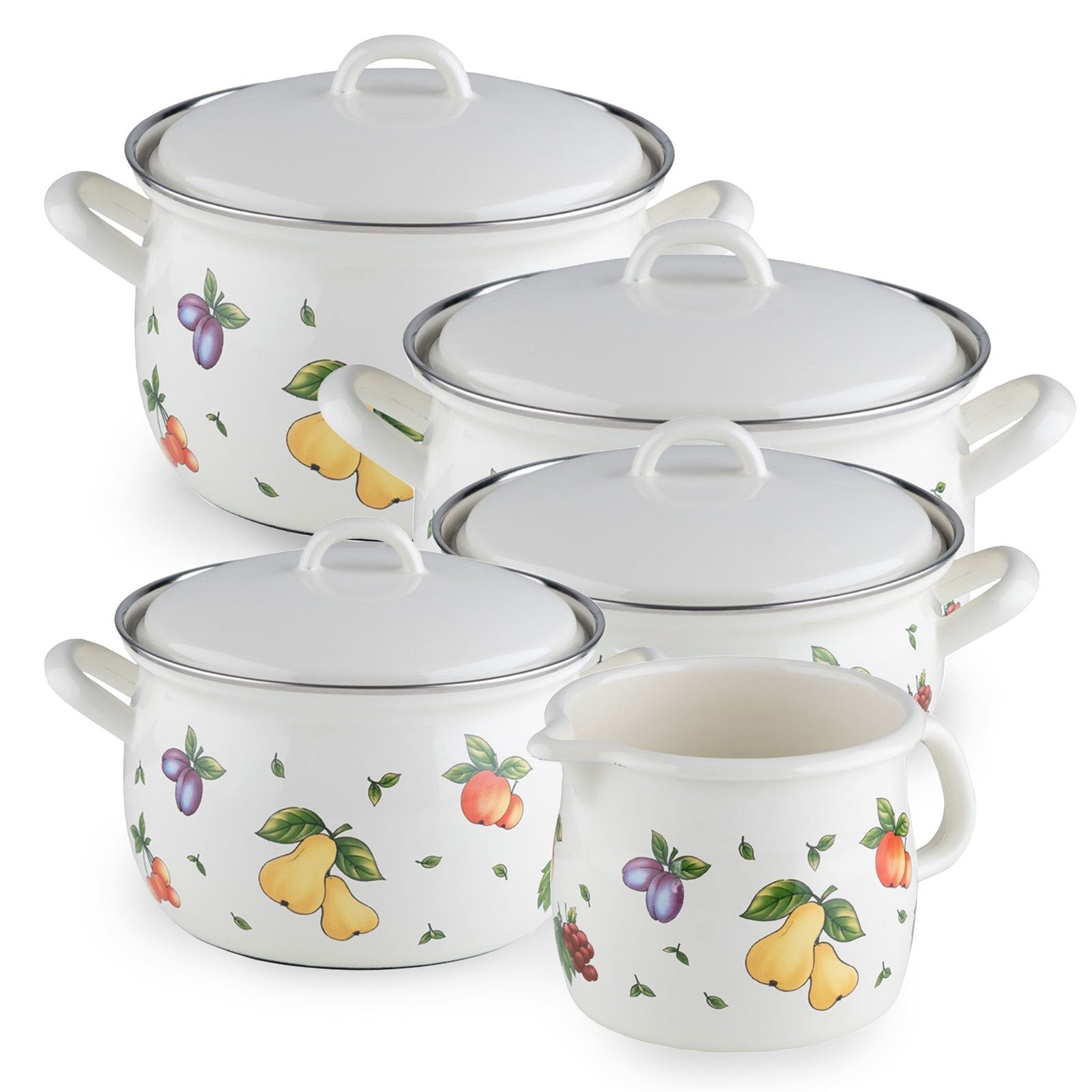 Riess Topf Set Sparset 5 Teilig Fruit Garden Emaille 5 Tlg