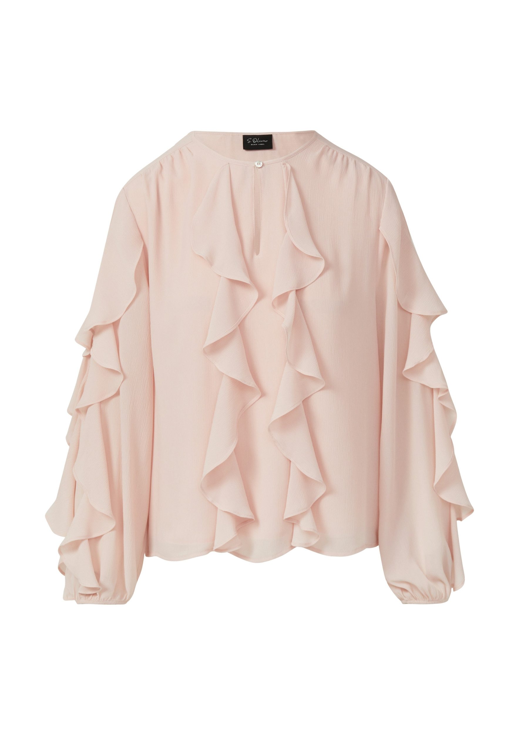 s.Oliver Langarmbluse Bluse Leichte Volant-Bluse mit Viskose-Futter ...