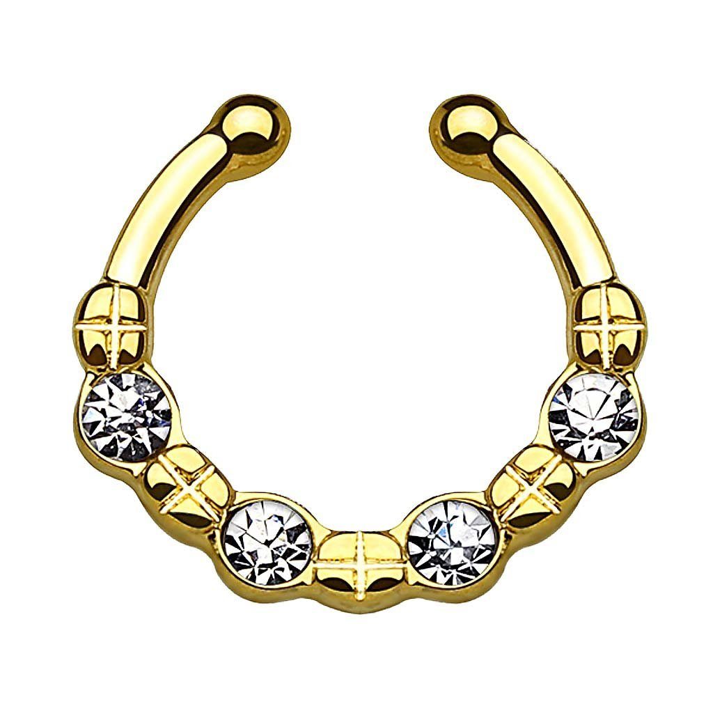 Taffstyle Nasenpiercing Piercing Septum Vintage mit 4 Zirkonia Kristall ...