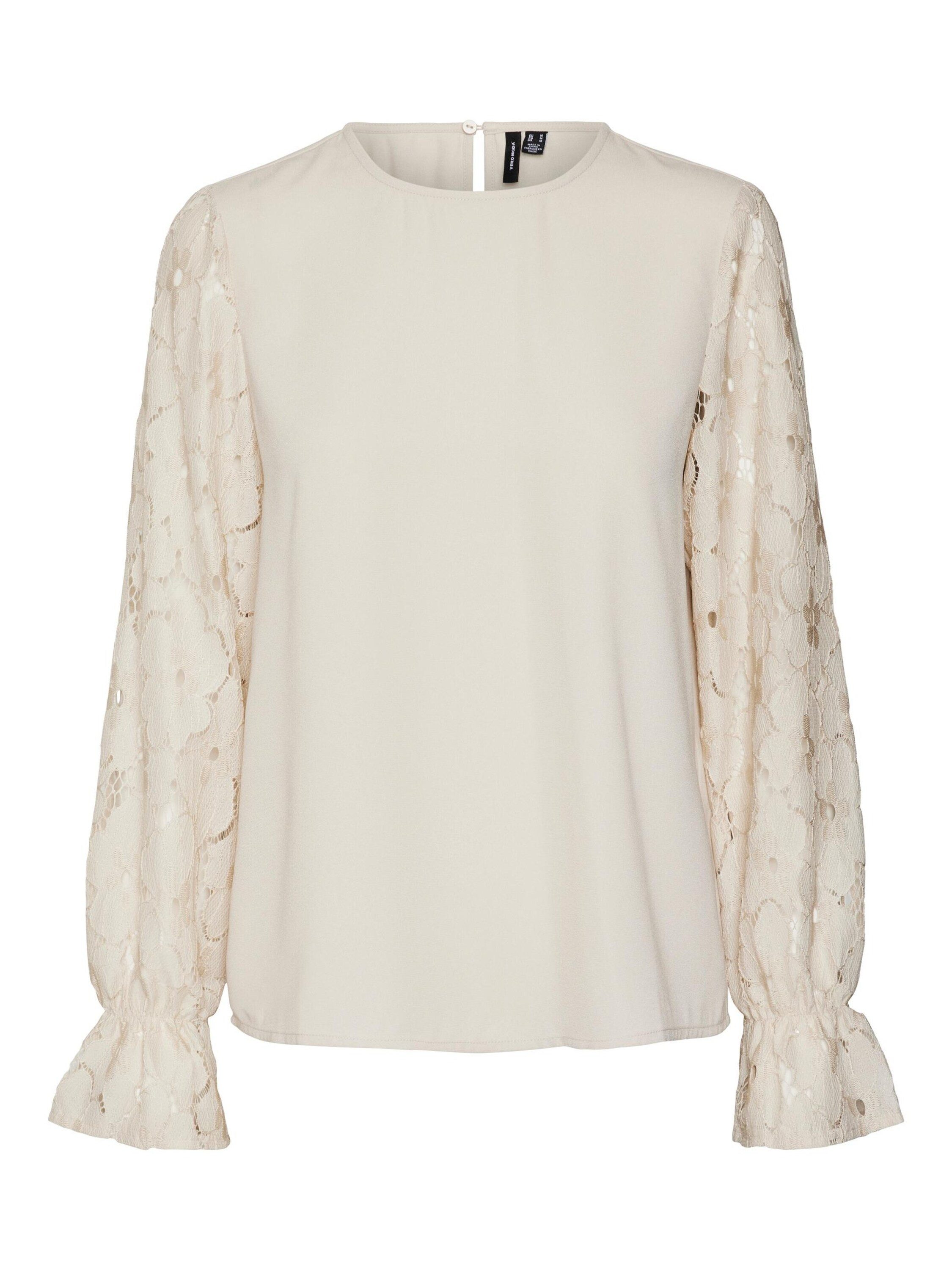 Vero Moda Langarmbluse Seja 1 Tlg Cut Outs Spitze Drapiertgerafft