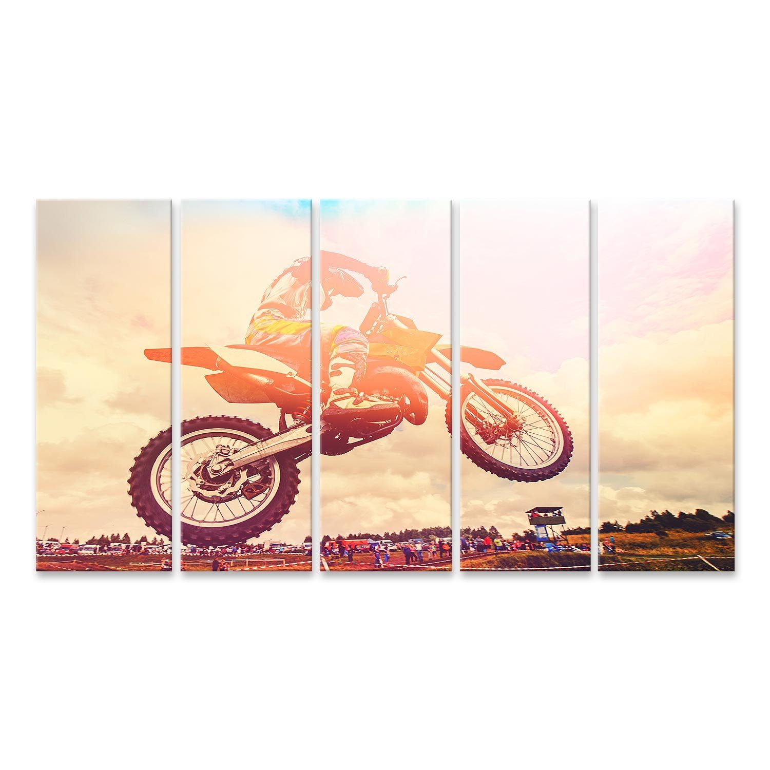 islandburner Leinwandbild Bild auf Leinwand Racer auf Motorrad Dirtbike Motocross Crosscountry i