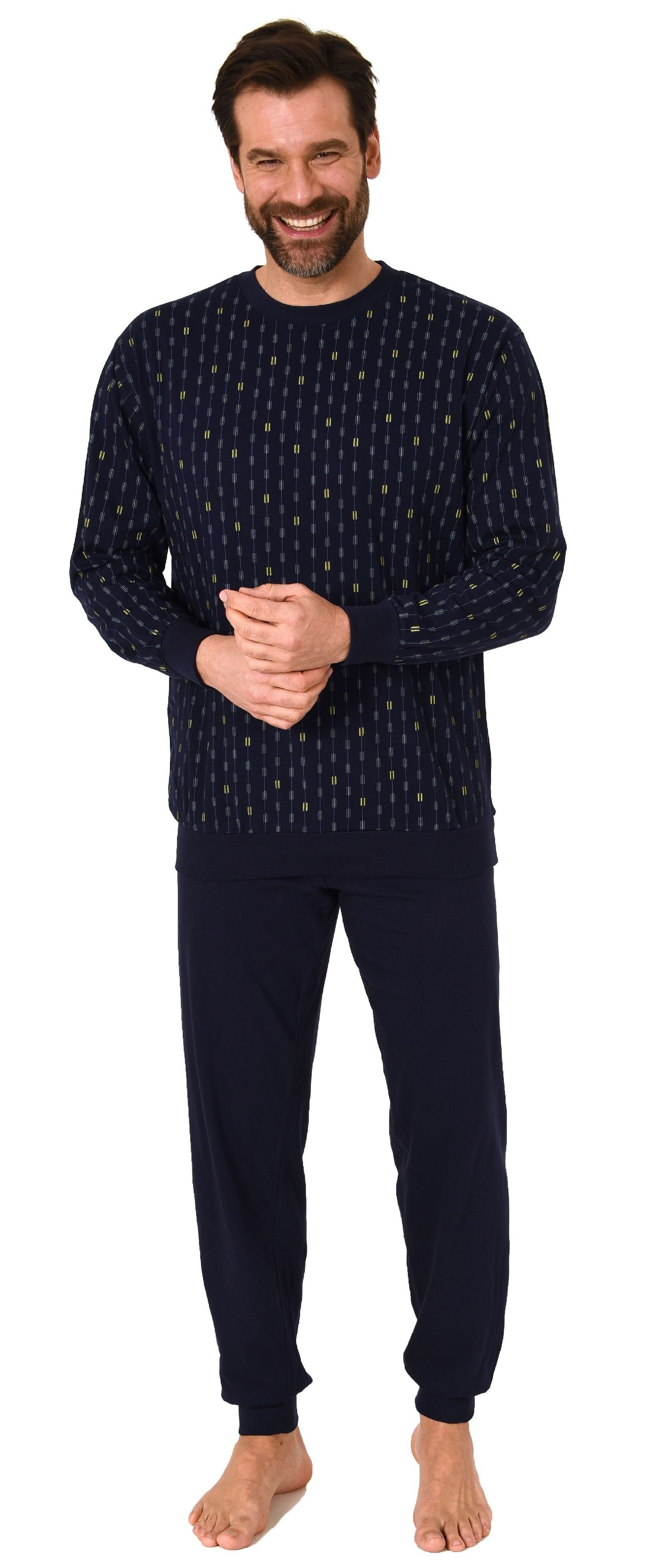 Relax By Normann Pyjama Lässiger Herren Schlafanzug Langarm Mit