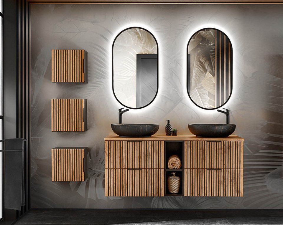 Einfachgutemoebel Waschtisch Set Bad Set 6 Teilig Tribune 140cm Becken