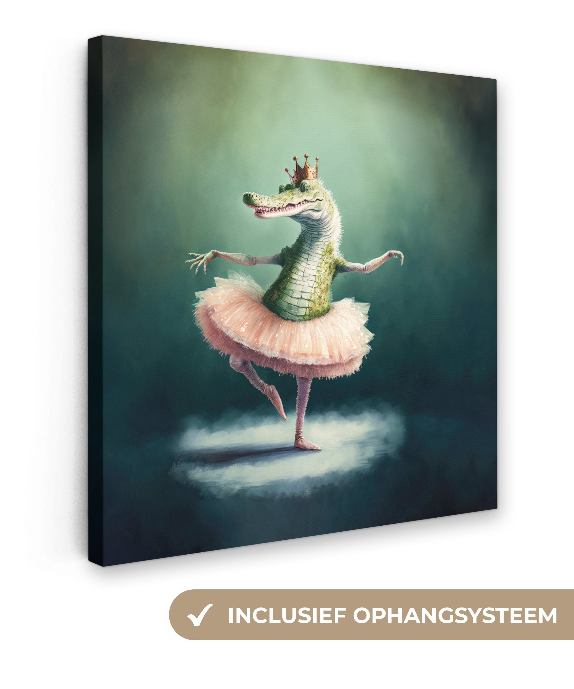 Onemillioncanvasses® Leinwandbild Krokodil Krone Gold Ballett