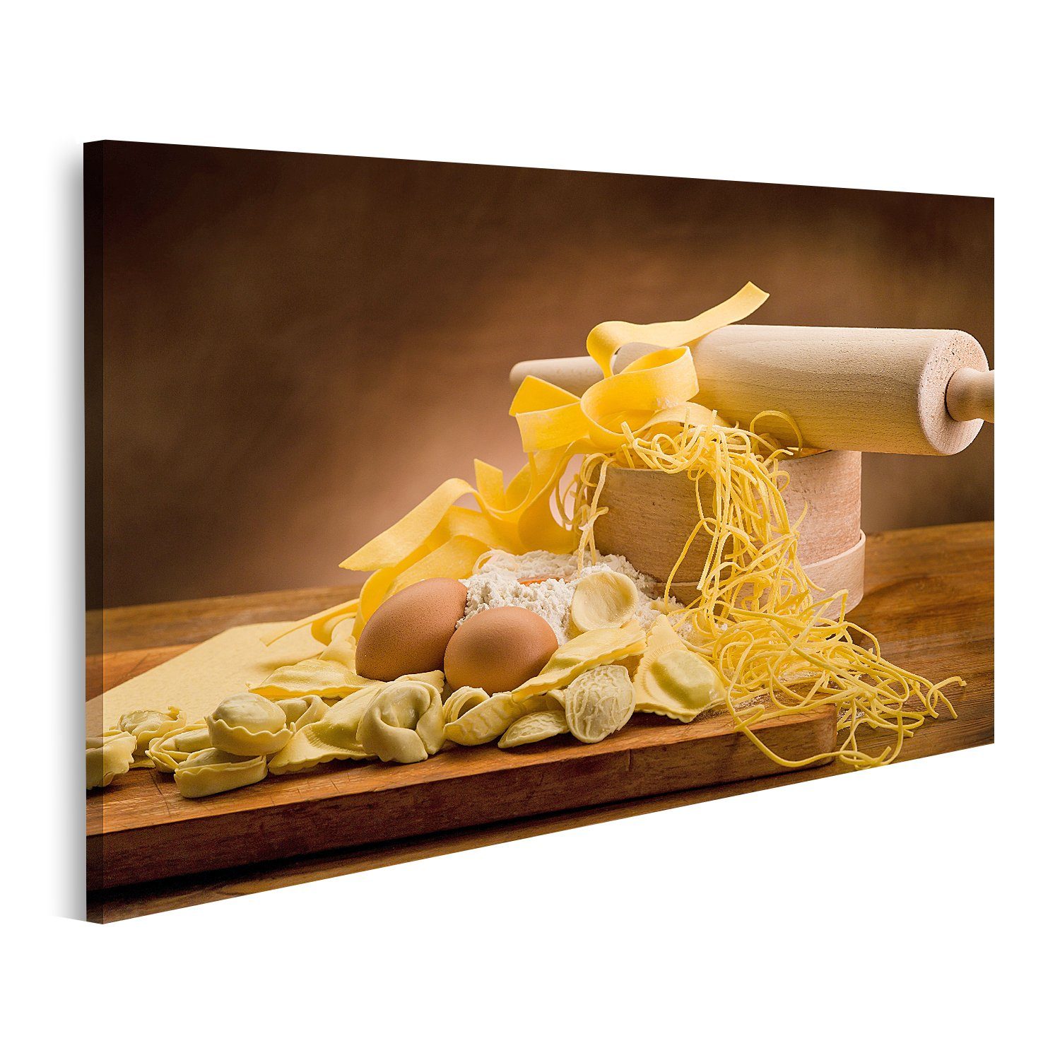 islandburner Leinwandbild »Bild auf Leinwand Traditionelle italienische hausgemachte Pasta mit ...