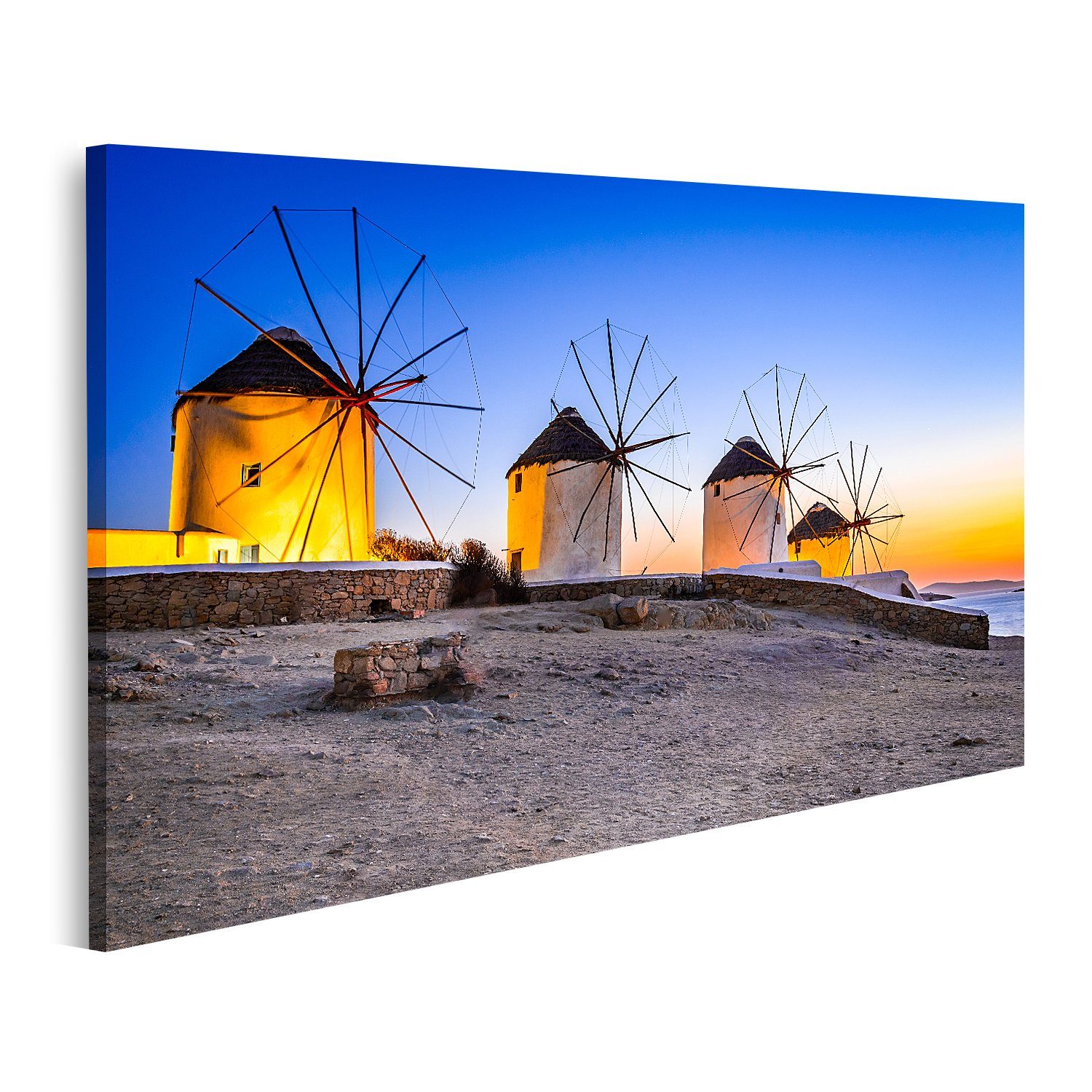 islandburner Leinwandbild Bild auf Leinwand Mykonos Kato Mili Windmühle Griechenland. Wandbild P