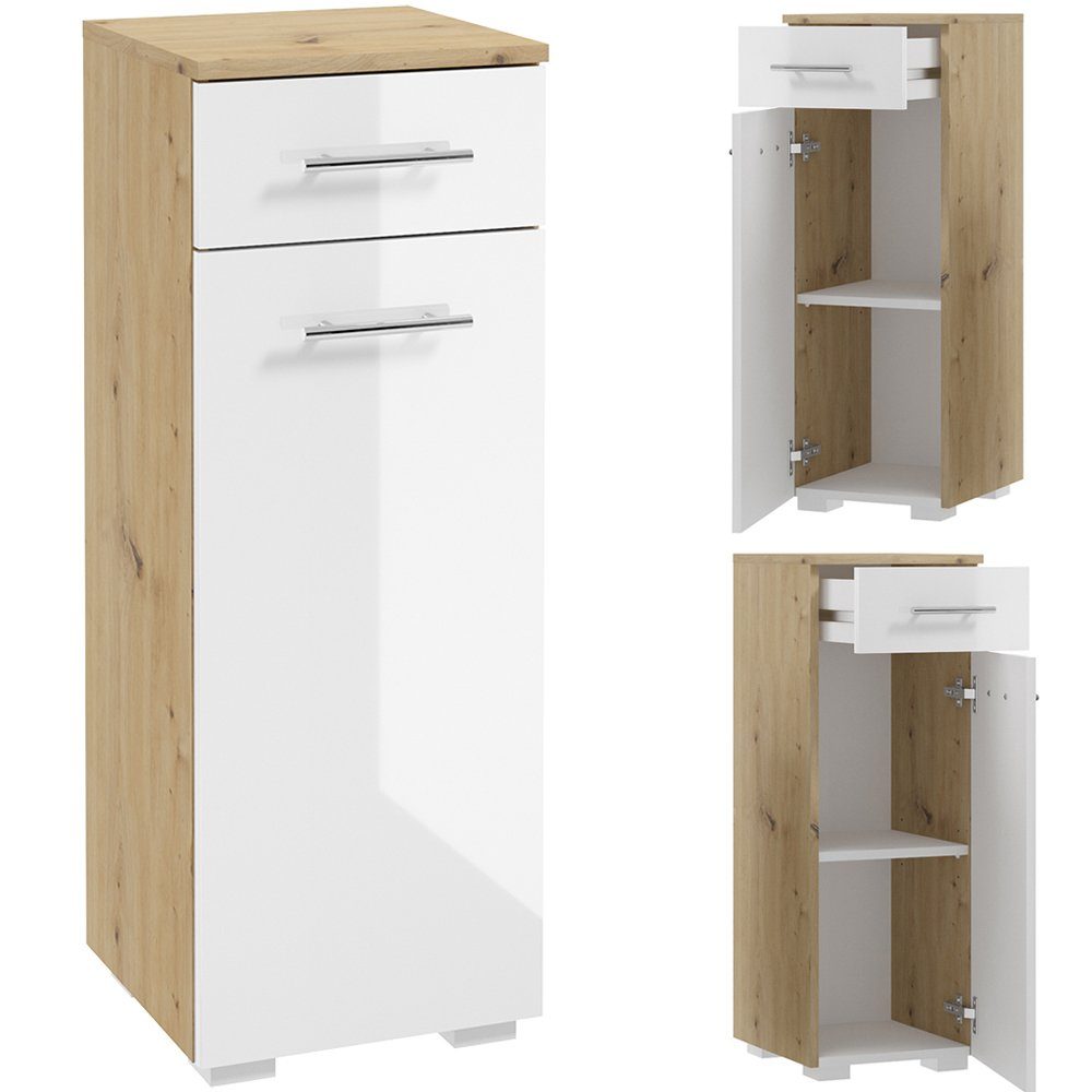 Lomadox Unterschrank Seia 107 Artisan Eiche Nb Mit Weiß Hochglanz
