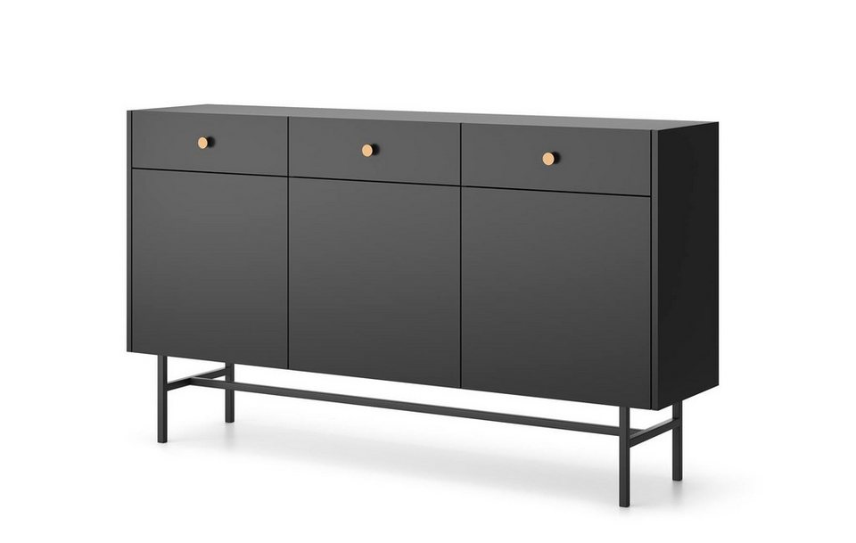Compleo Schubkastenkommode Mit 3 Schubladen Und 3 Türen Japandi Stil