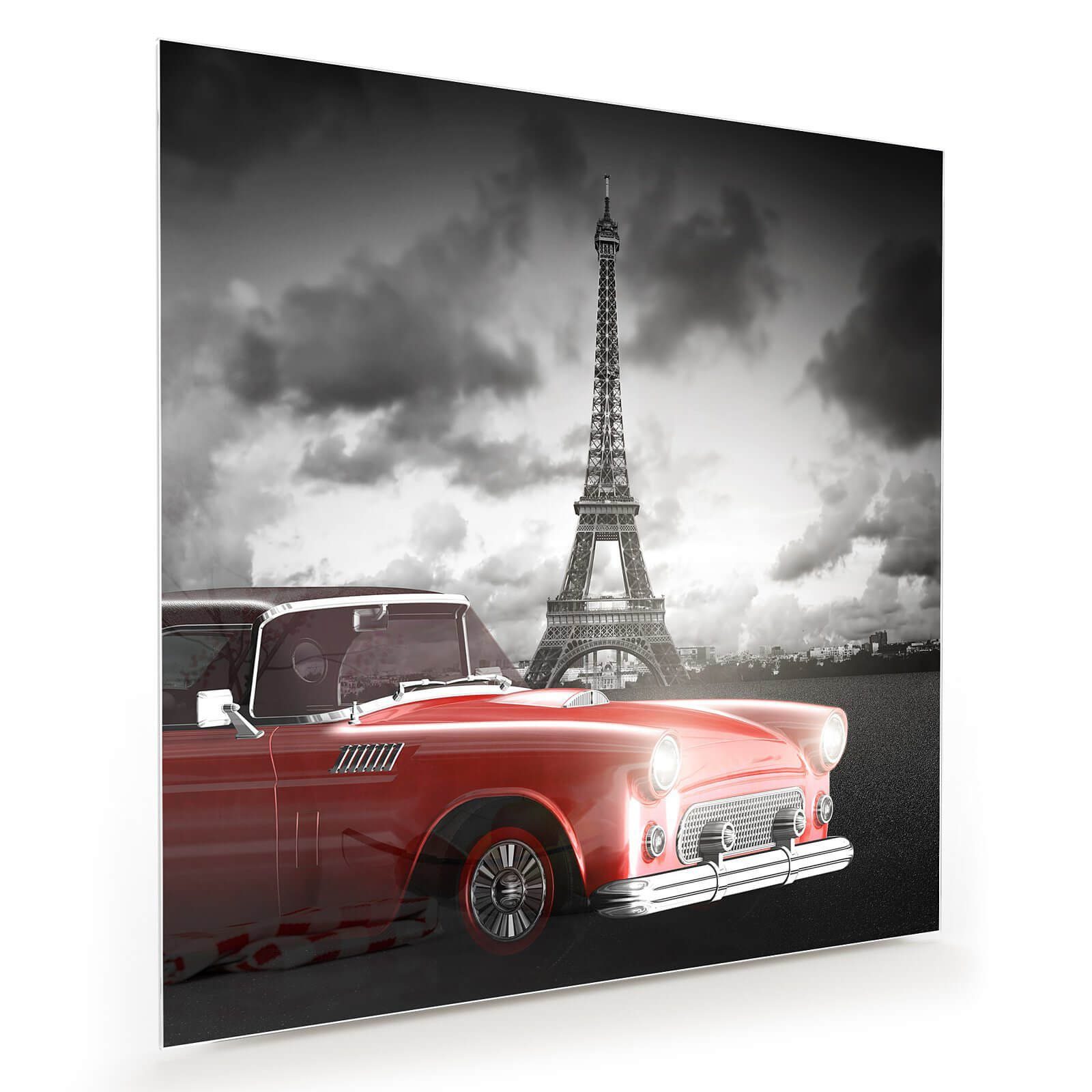 Primedeco Glasbild Wandbild Quadratisch Eiffelturm Vintage Mit