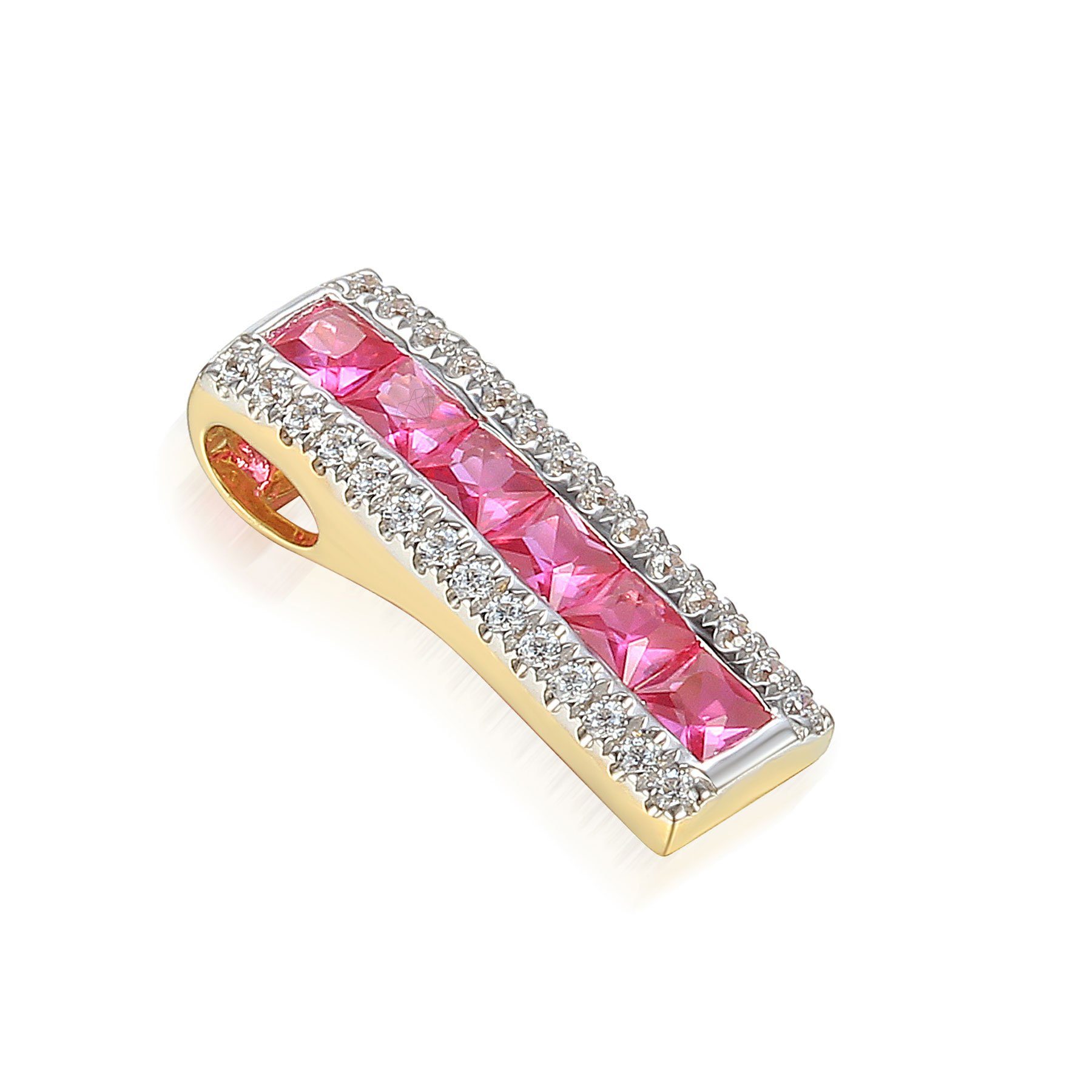 Stella-Jewellery Kette mit Anhänger 585er Gelbgold Anhänger mit Rubin (inkl. Etui), mit synth ...