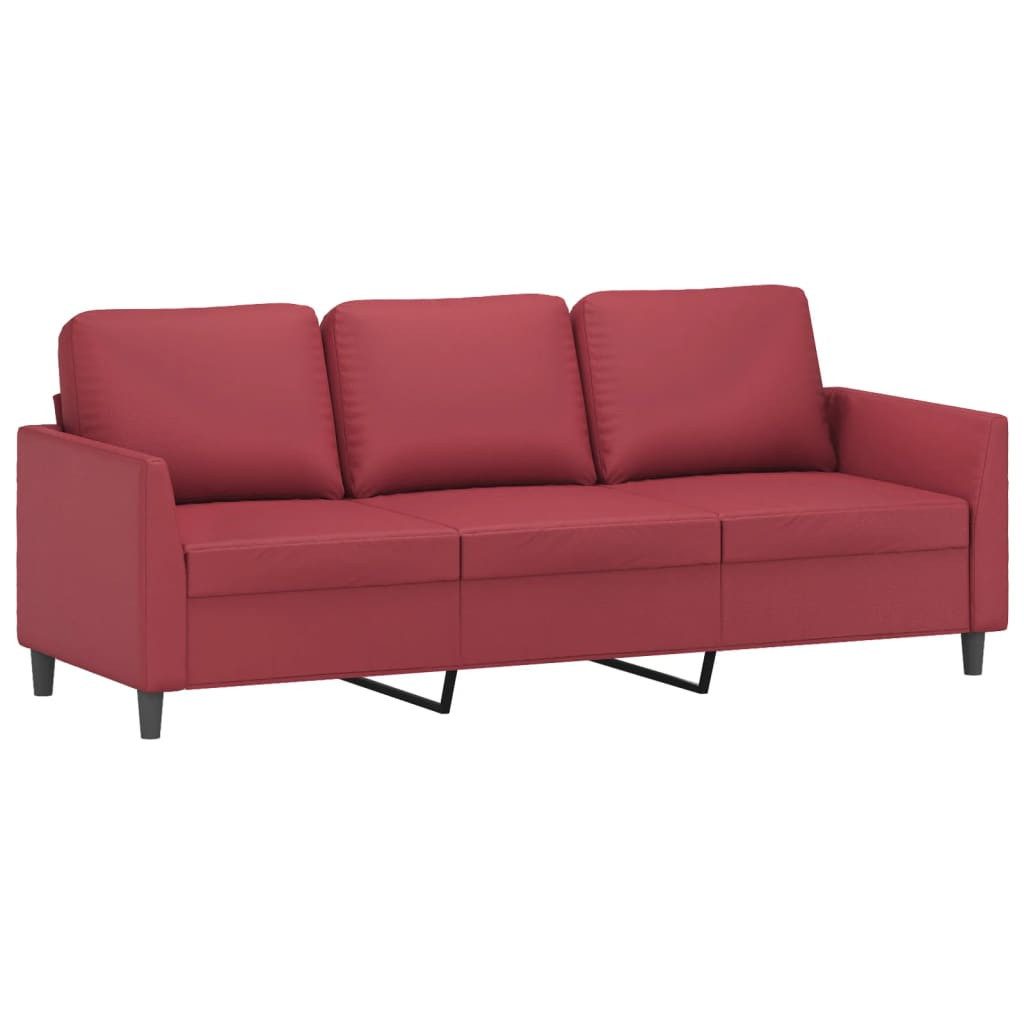 vidaXL Sofa, 3-Sitzer-Sofa mit Hocker Weinrot 180 cm Kunstleder, Couch