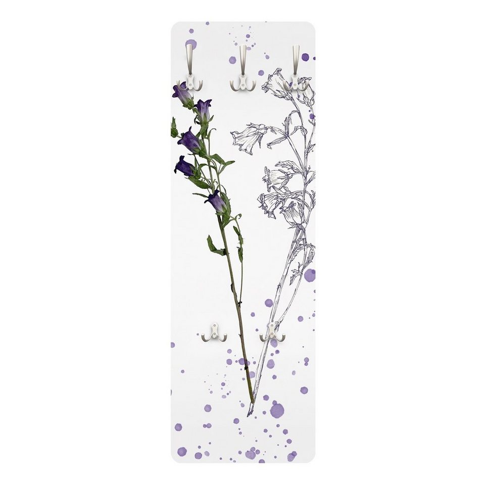 Bilderdepot24 Garderobenpaneel Weiss Blumen Floral Tropisch Vintage
