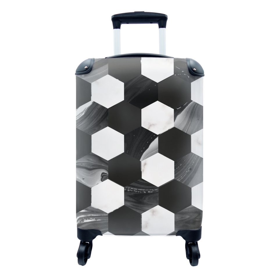 Muchowow Handgepäckkoffer Trolley Extra Leicht Marmor Sechseck