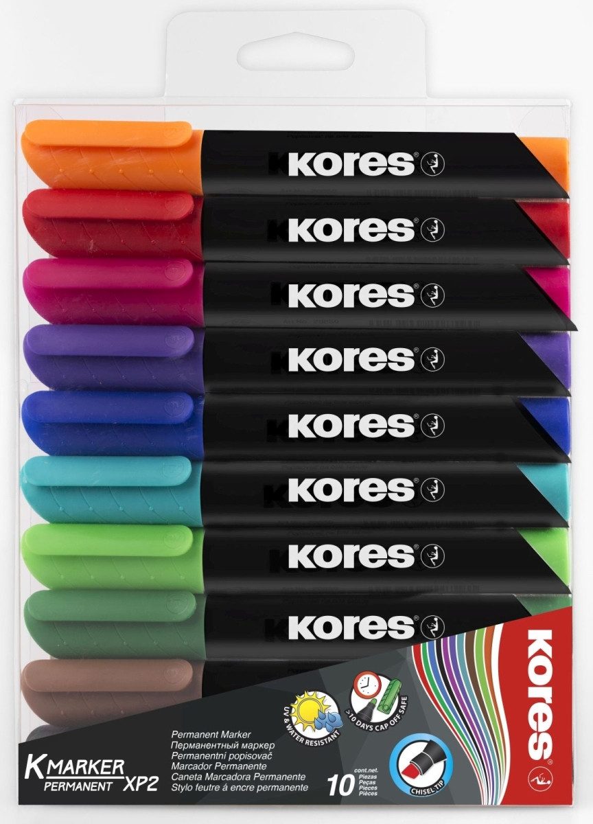KORES Permanentmarker Permanentmarker XP2 3-5mm Keilspitze Set mit 10 ...