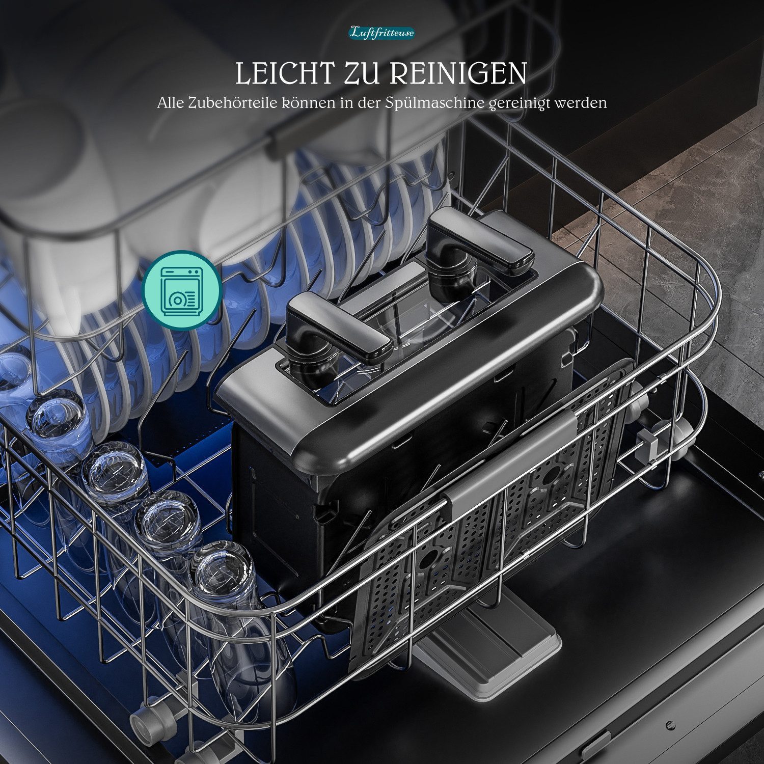 oyajia Heißluftfritteuse Heißluftfritteuse 2 Kammern, 10L Airfryer ...