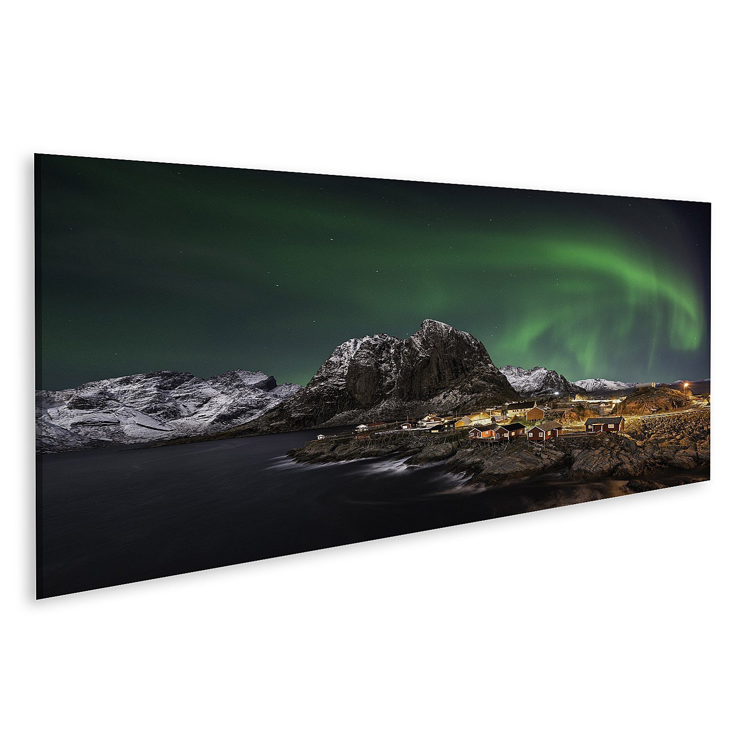 islandburner Leinwandbild Bild auf Leinwand Hamnoy Nordlichter Schönes Polarlicht über Lofoten I