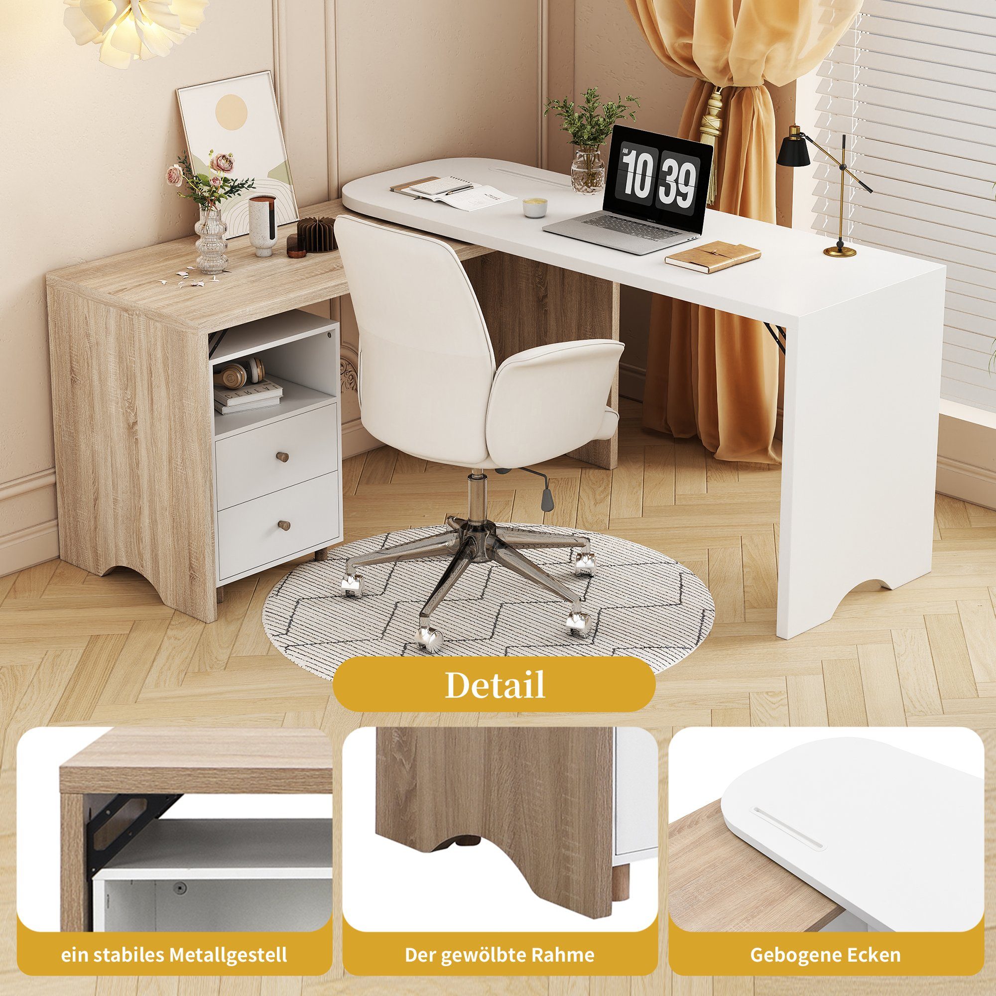 Flieks Eckschreibtisch (Set, mit 1 Schubladekommode), Schreibtisch ...