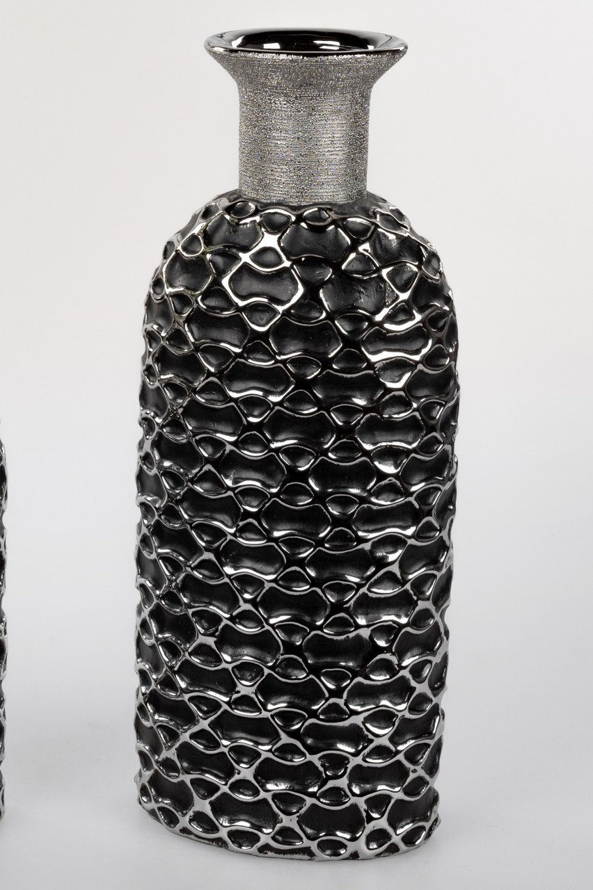 Formano Dekovase Premium Black Silber L15cm B11cm H40cm Keramik