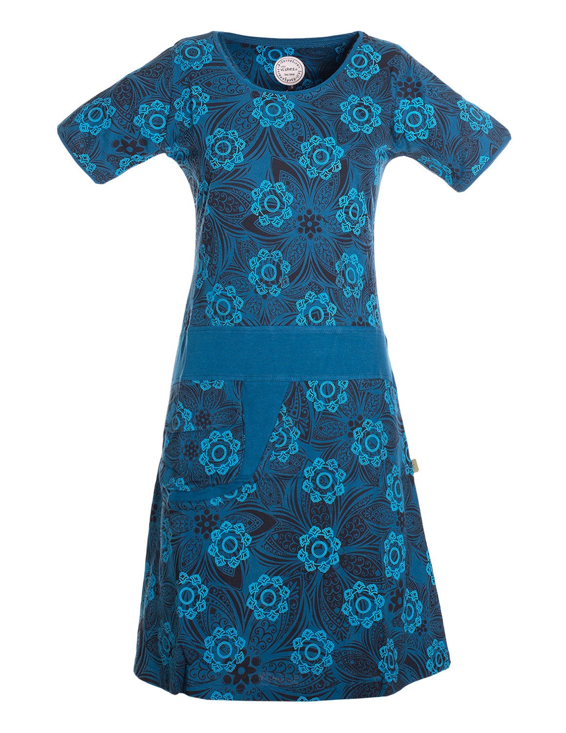 Vishes Jerseykleid Kurzarm Kleid Damen Bedruckt Blüten Tasche Jersey ...