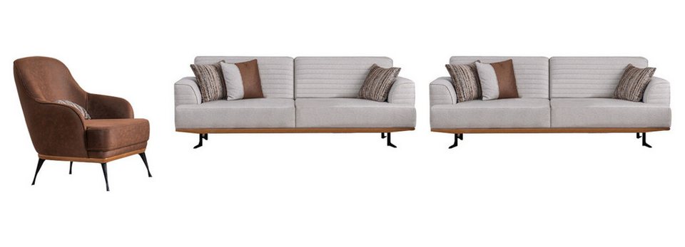 Jvmoebel Wohnzimmer Set Luxus 3tlg Polstergarnitur Dreisitzer Sofas