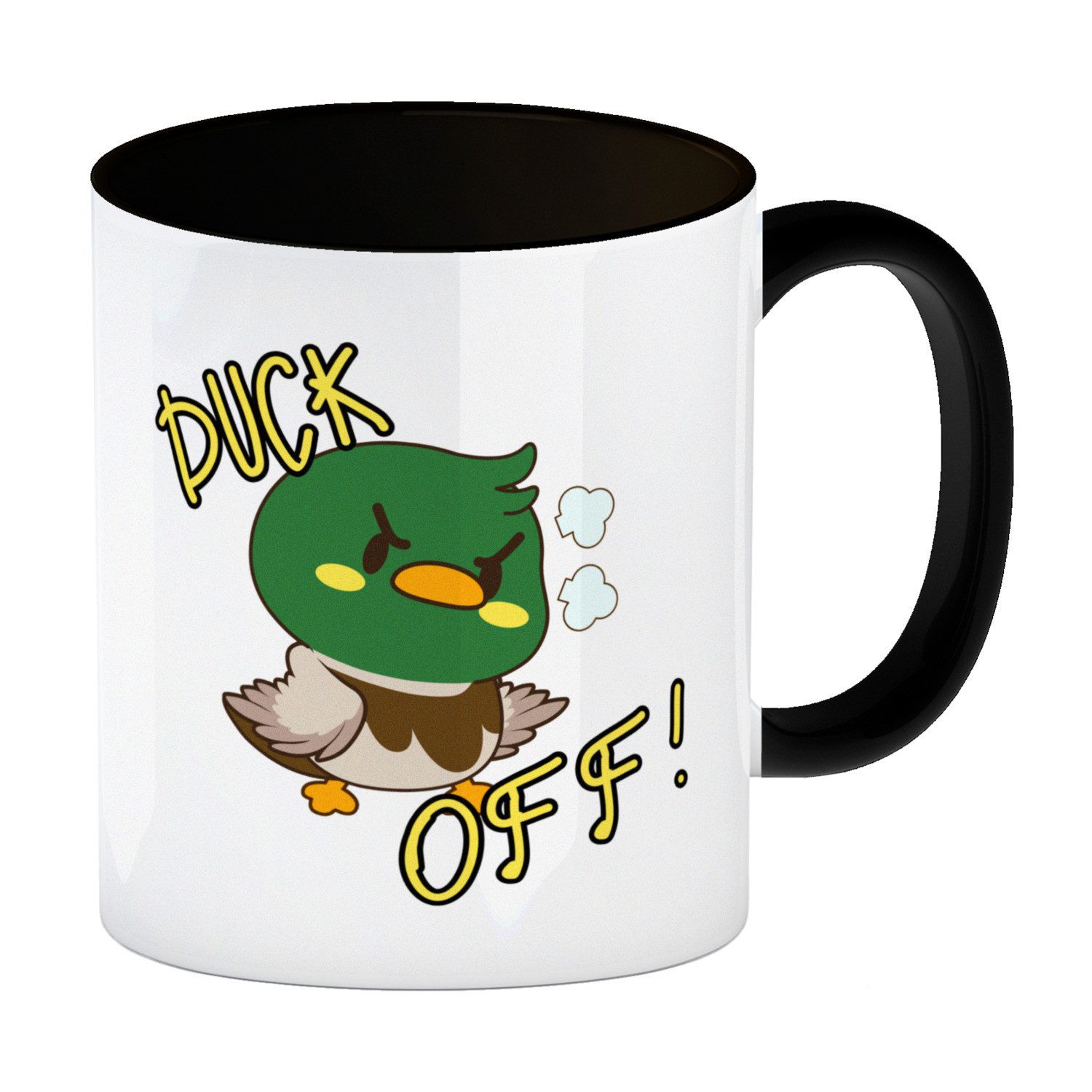 Speecheese Tasse Enten Kaffeebecher In Schwarz Mit Spruch Duck Off