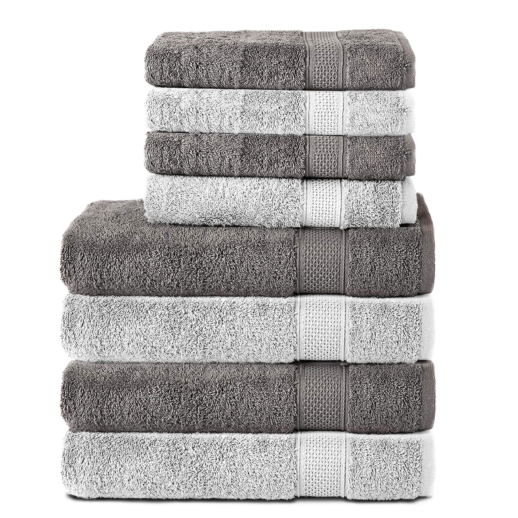 Komfortec Handtuch Set aus 100% Baumwolle, 4 Handtücher 50x100 cm und 4 ...