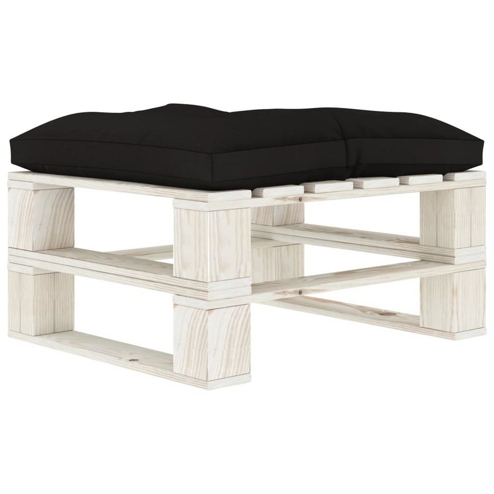 Vidaxl Gartenlounge Hocker Mit Auflage Aus Kiefer In Schwarz Und Weiß