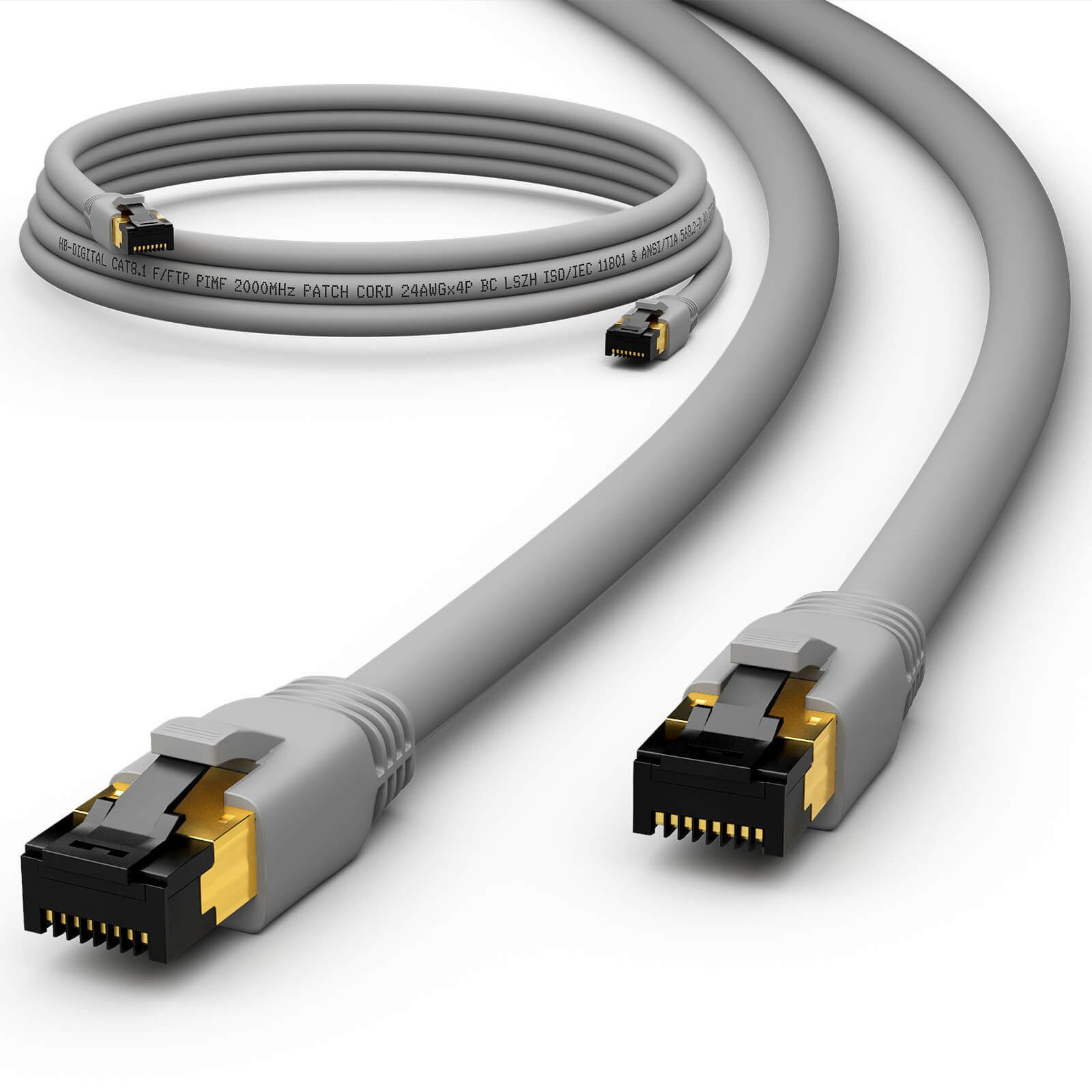 HB-DIGITAL LAN Kabel CAT 8.1 Patchkabel 0,25m rot F/FTP LSZH ...