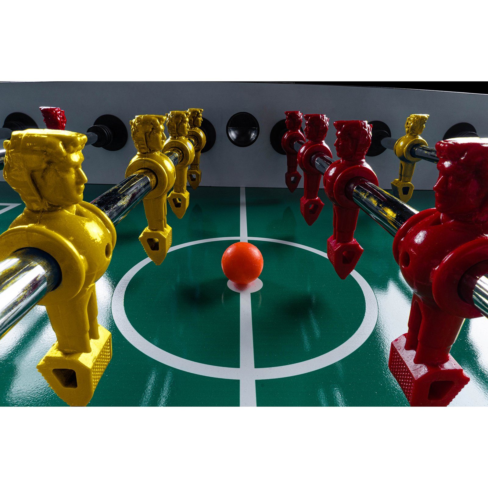 RAMROXX Kickertisch Tischkicker Design Schwarz grünes Spielfeld Figuren ...