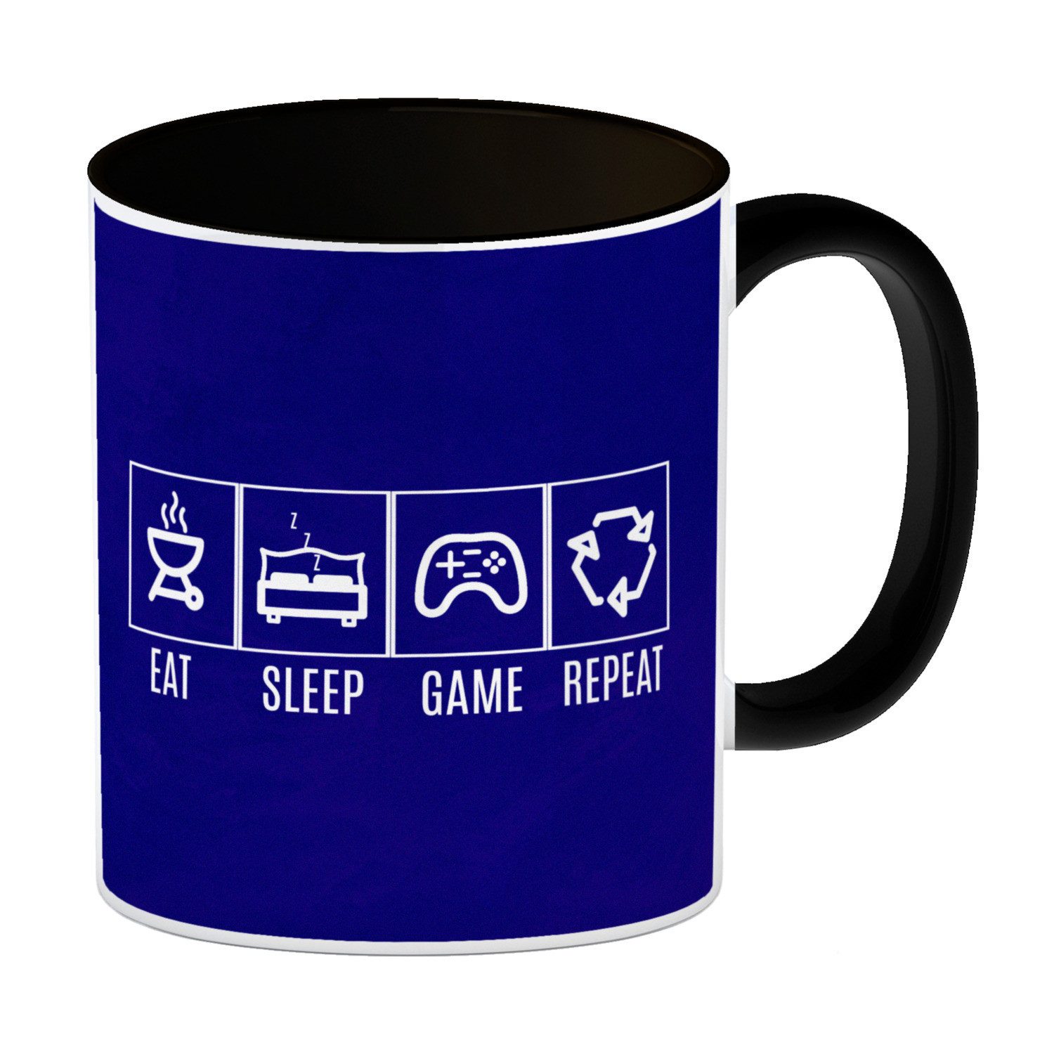 Speecheese Tasse Eat Sleep Game Repeat Kaffeebecher Schwarz Auf Der