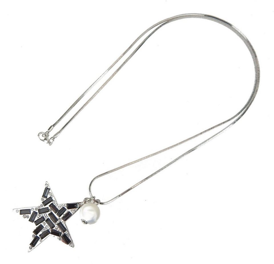 Ella Jonte Lange Kette Mit Stern Und Perle Silber Schwarz