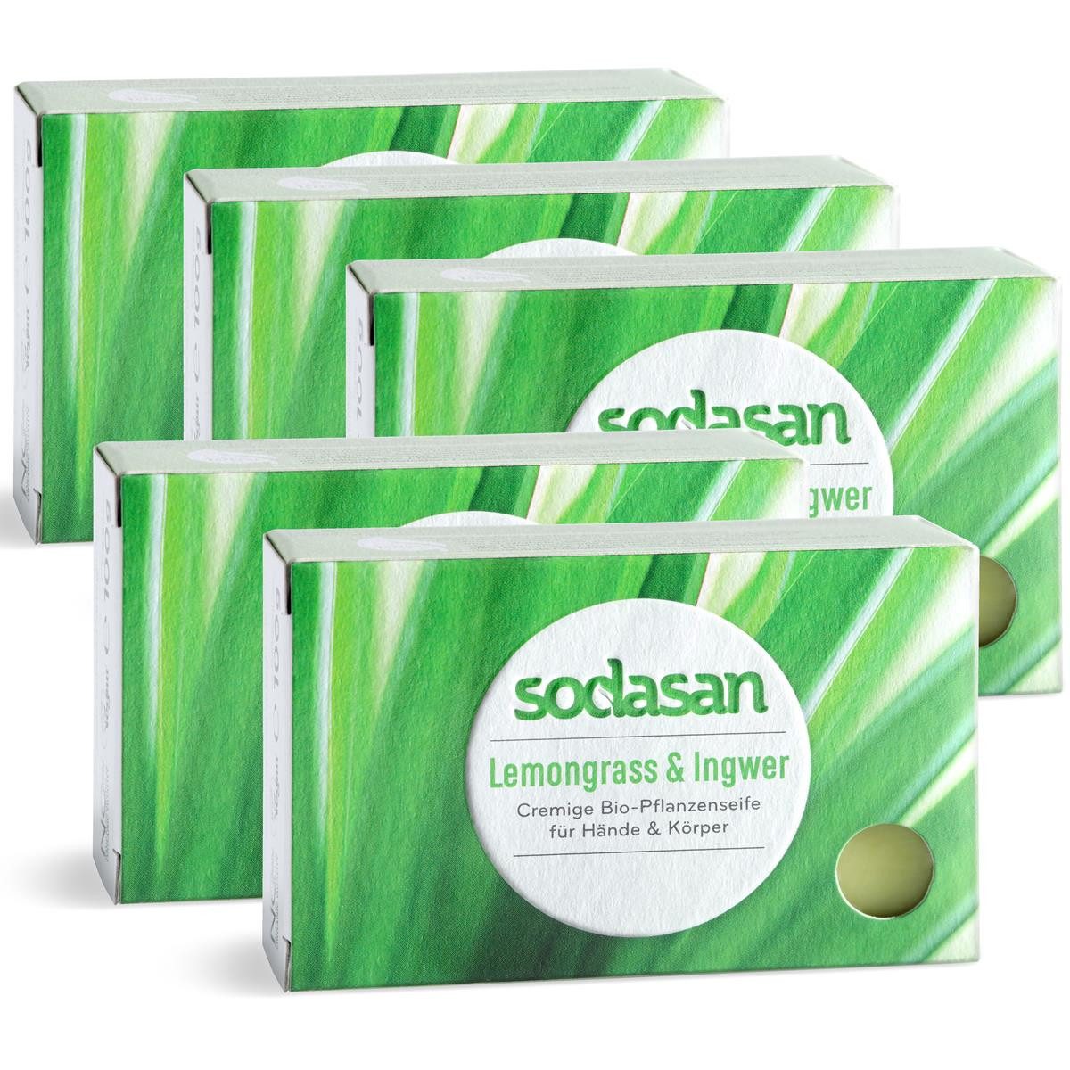 Sodasan Handseife Sodasan Feste Seife Lemongrass & Ingwer 0,1kg (5er Pack)