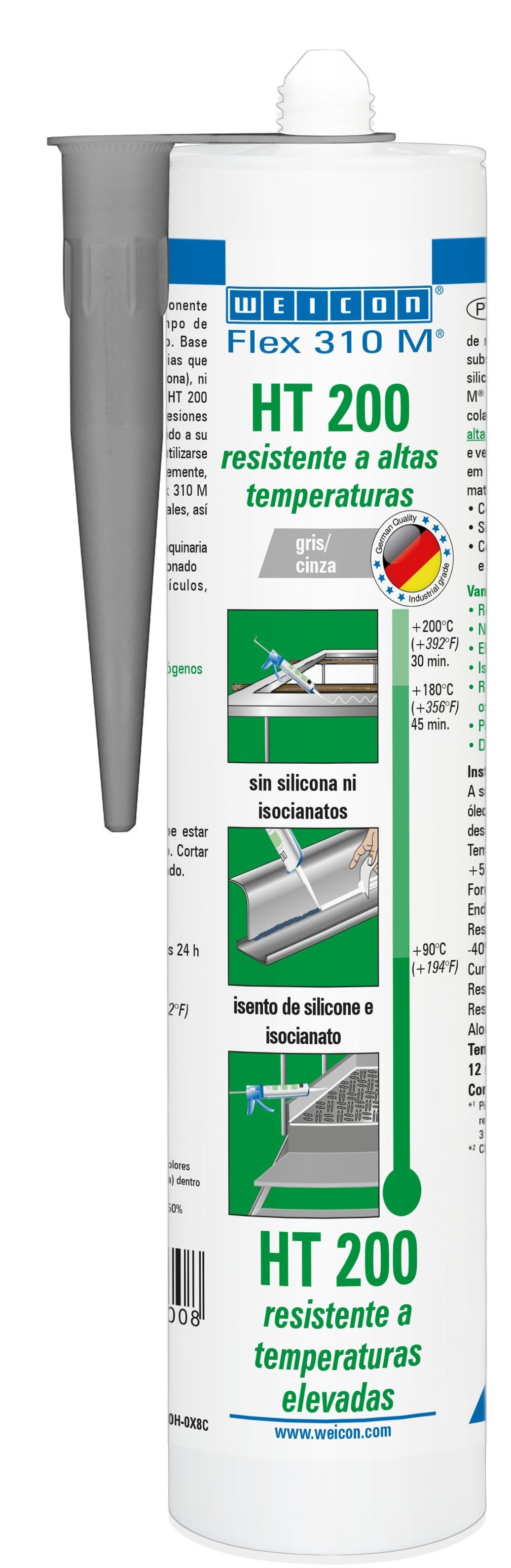 WEICON Dichtstoff Flex 310 M® HT 200, Klebstoff mit hoher Anfangshaftung, grau ...