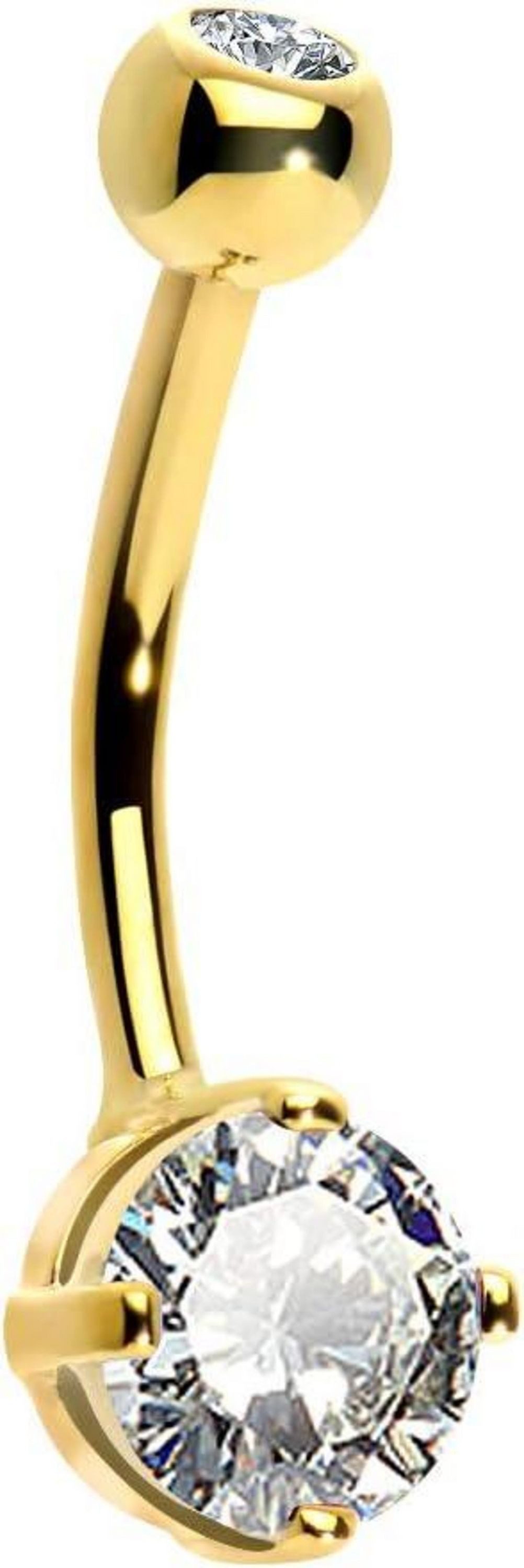 OUFER Bauchnabelpiercing 14K Solid Gold Bauchnabelpiercing mit Zirkonia ...