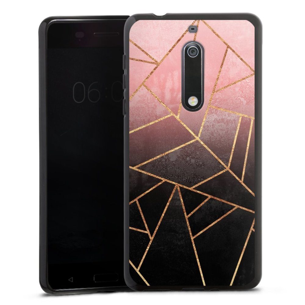 Deindesign Handyhülle Pink And Black Stone Gold Print Nokia 5 Hülle