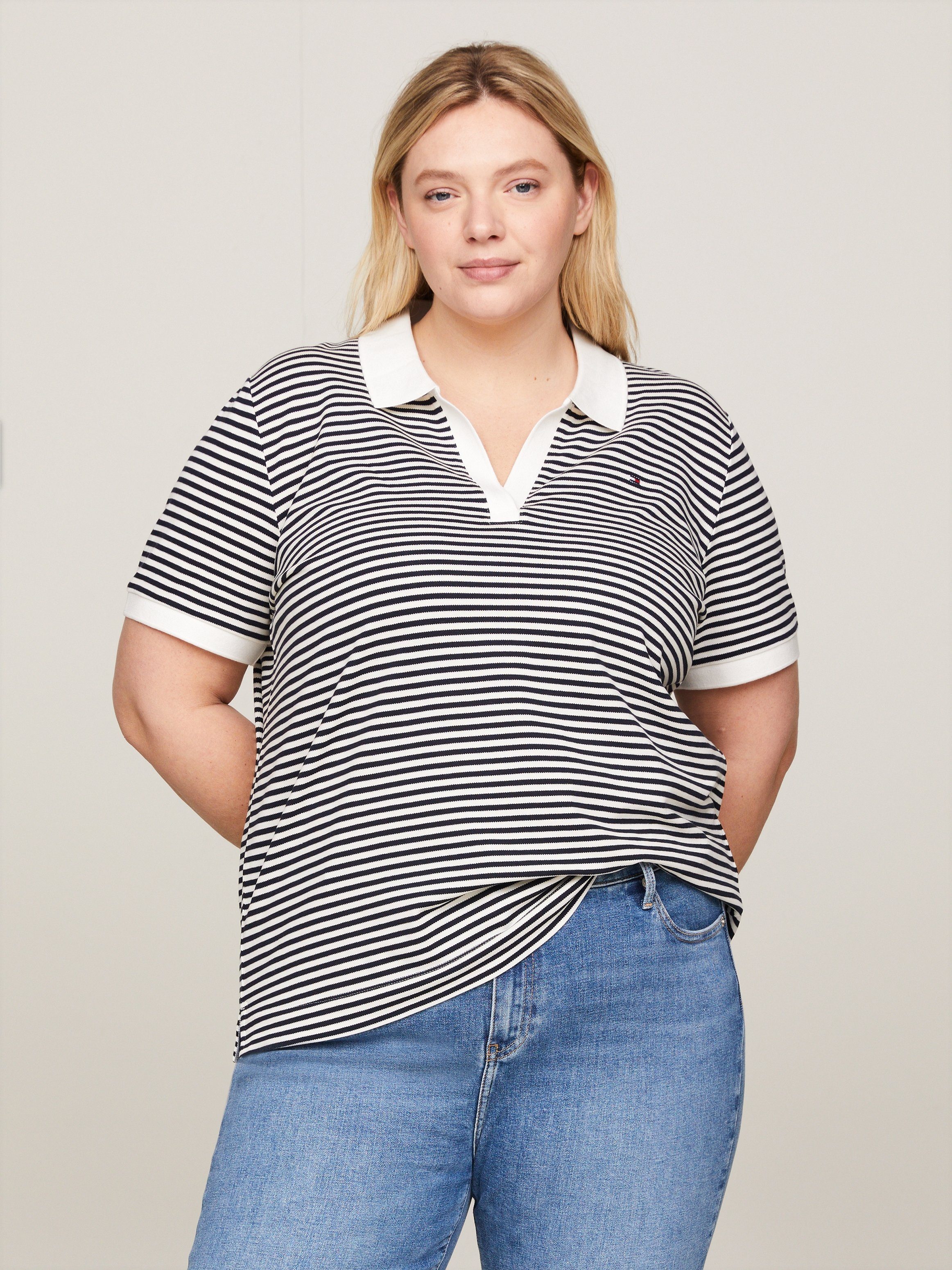 Tommy Hilfiger Curve Poloshirt Crv Open Placket Lyocell Polo Ss Große
