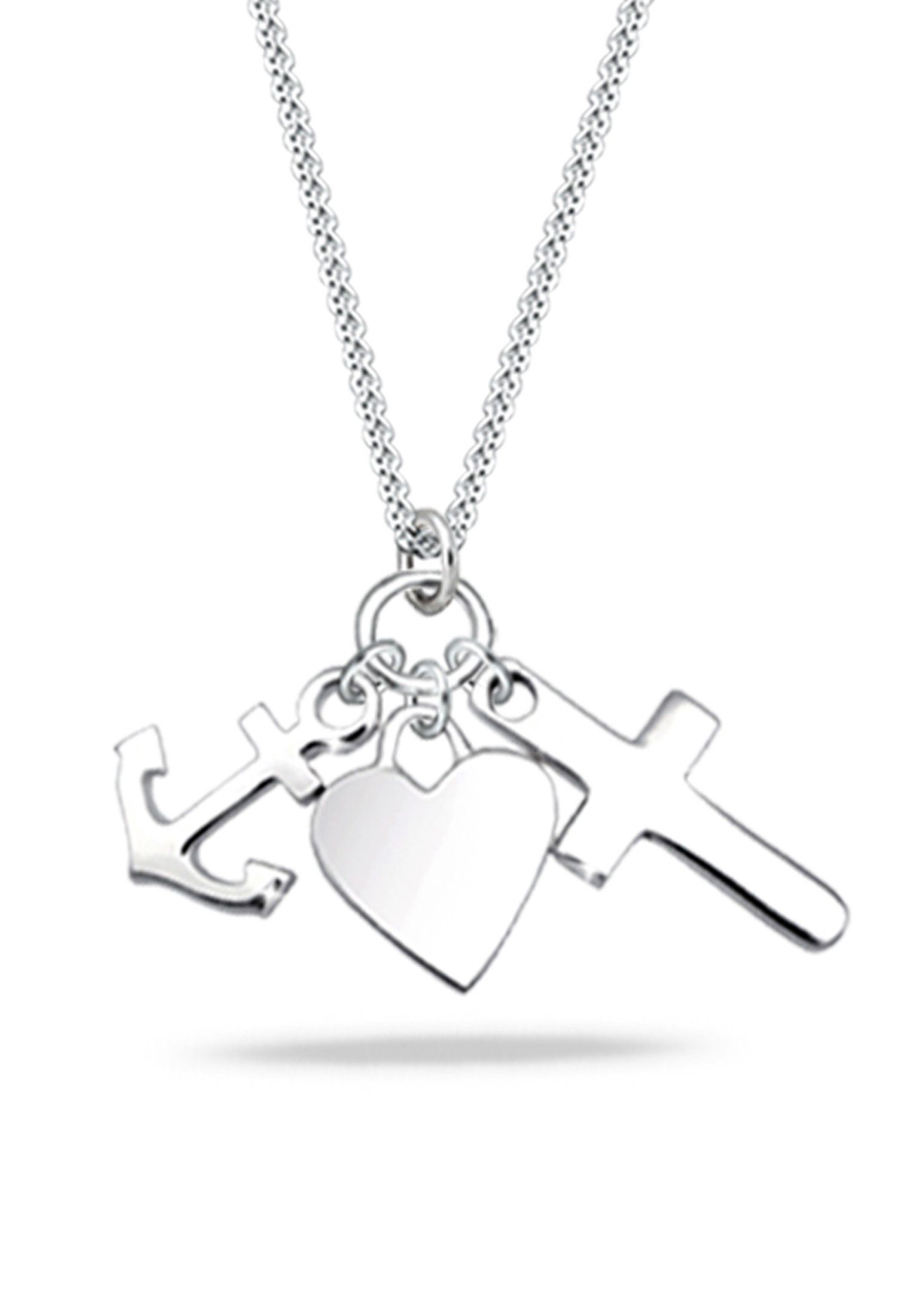 Elli Kette mit Anhänger Herz Anker Kreuz Glaube Liebe Hoffnung 925 Sterling Silber, Anker