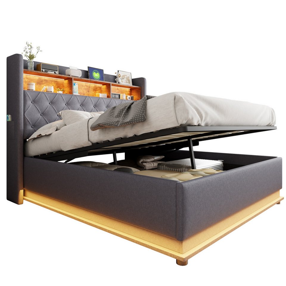 Okwish Polsterbett Funktionsbettstauraumbettdoppelbettgästebett