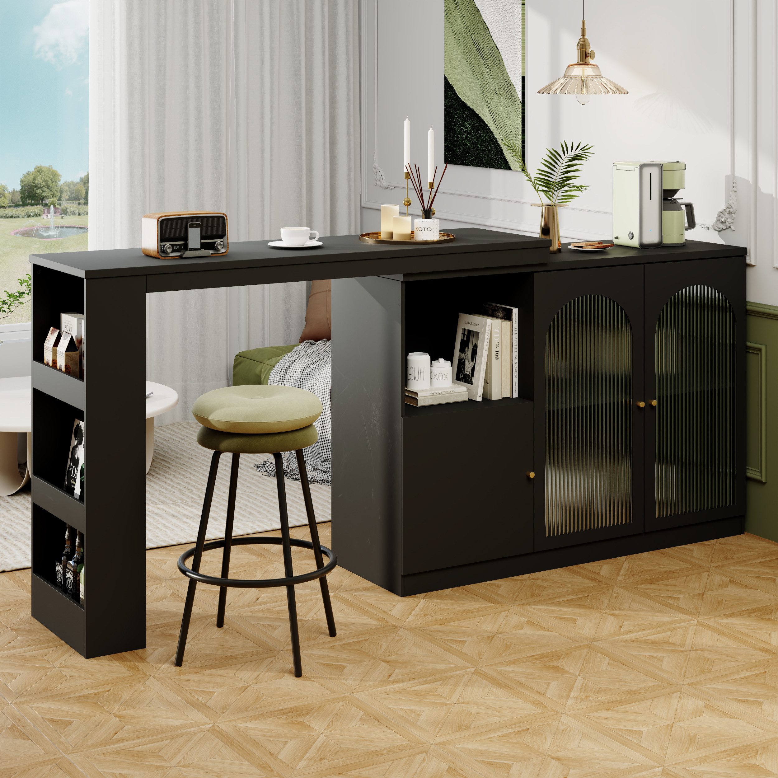 Flieks Bartisch 360° Drehbar Stehtisch Mit Sideboard Set 1 St Für