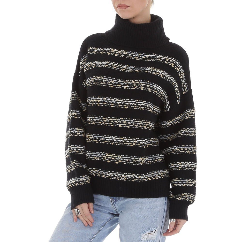 Ital Design Strickpullover Damen Freizeit Glitzer Gestreift Stretch