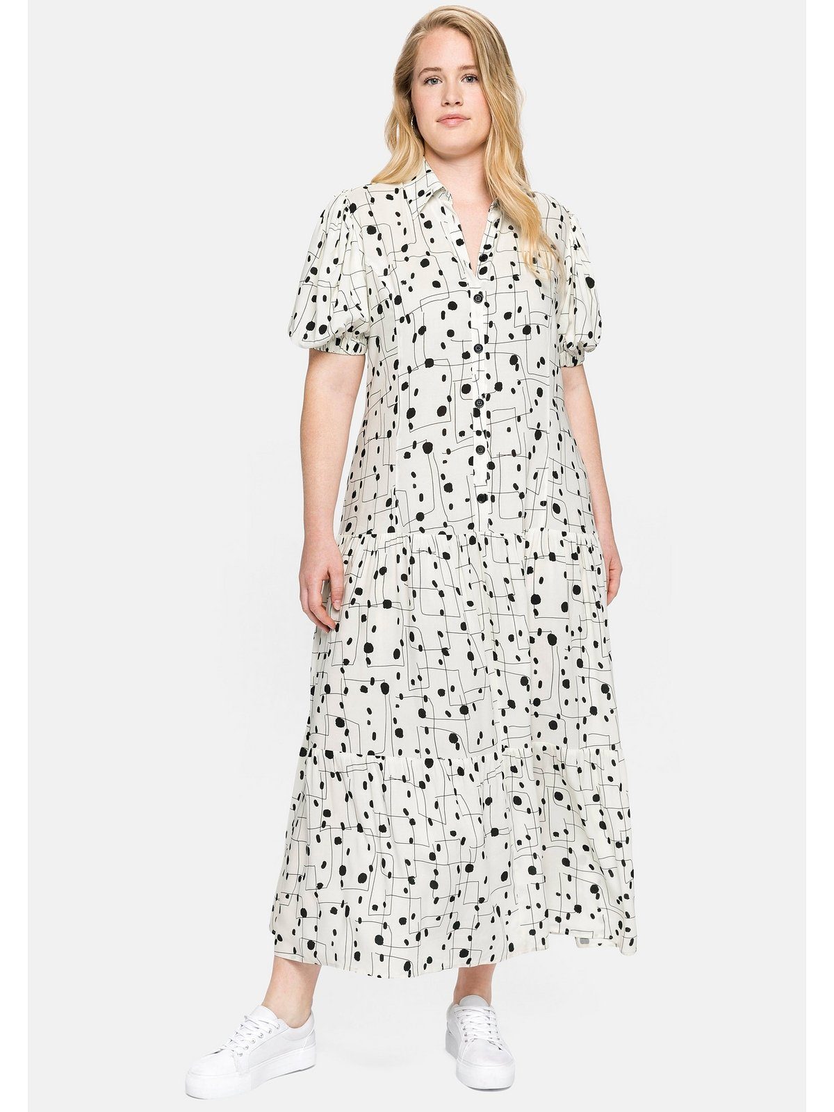 Sheego Blusenkleid Hemdblusenkleid In Maxilänge Mit Grafischem Print
