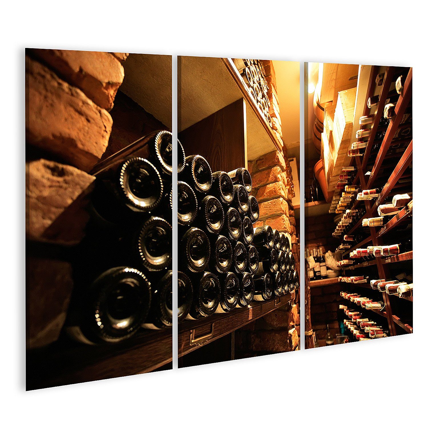 islandburner Leinwandbild Bild auf Leinwand Weinkeller EICHE Fässer Schatullen Wandbild Poster K