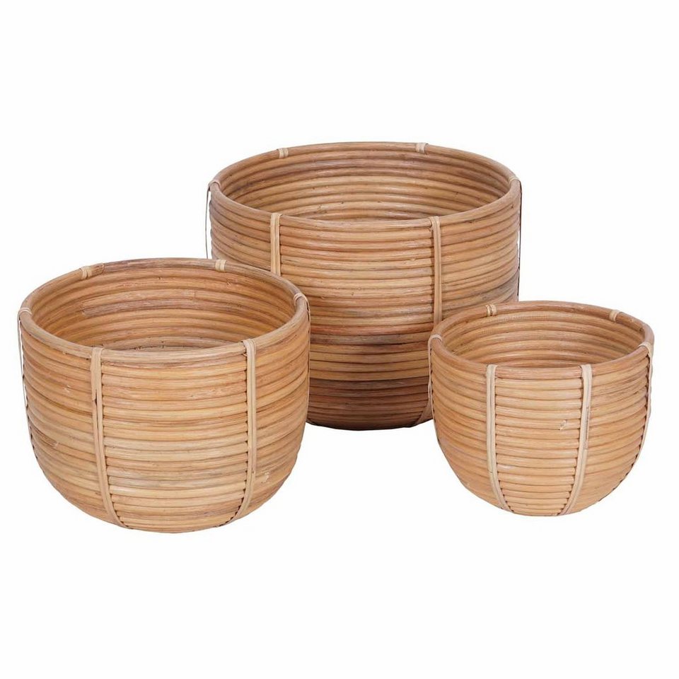 Casa Moro Pflanzkübel Rattan Korb Blumenkorb Cinta 3er Set Rund
