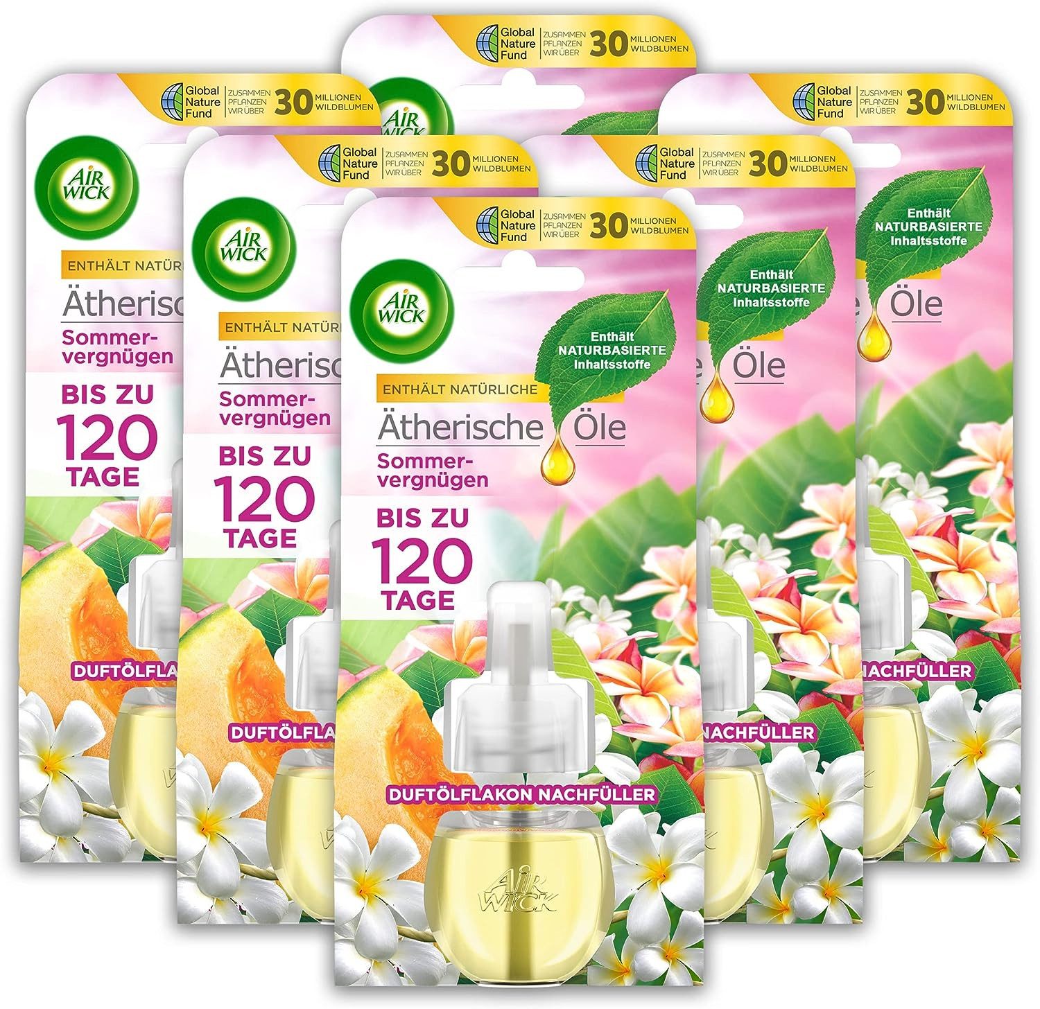 Air Wick Duftöl Flakon Nachfüller Sommervergnügen 6 x 19ml (Spar-Pack, 6-St., Lufterfrischer ...