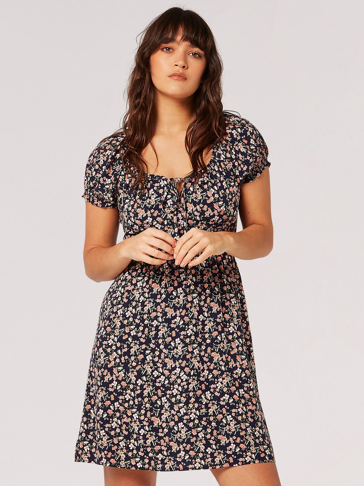 Apricot Minikleid Mini Sommerkleid 1 Tlg Mit Smokdetails Und