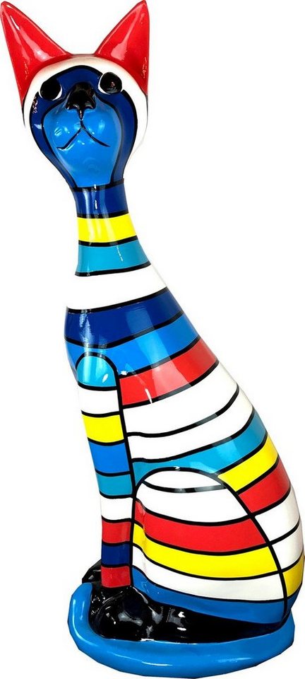 Casa Padrino Skulptur Dekofigur Katze Mehrfarbig Gestreift H 98 Cm