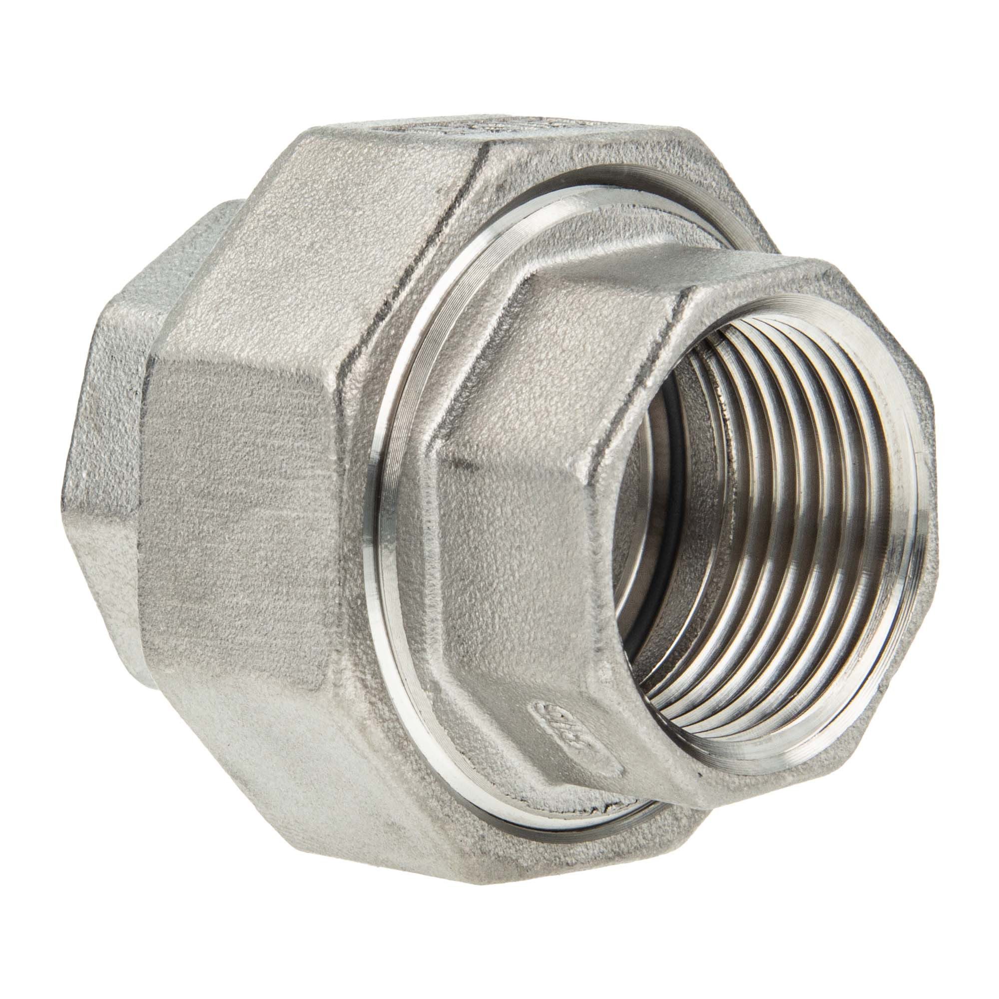 tecuro Gewindefitting Verschraubung flach dichtend IG/IG Edelstahl V4A (AISI 316), 1/4 Zoll